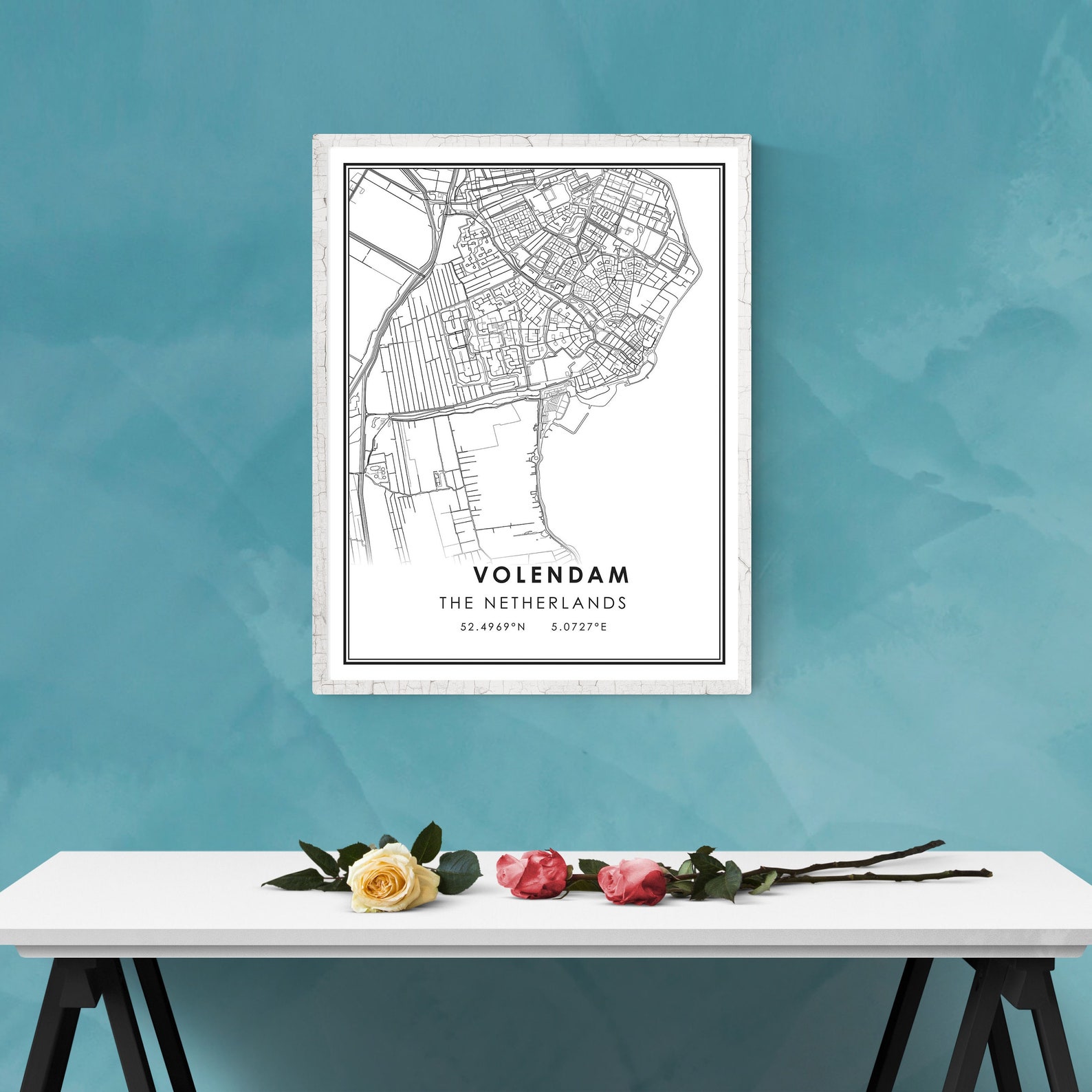 Volendam map print poster canvas Netherlands Street map | Etsy