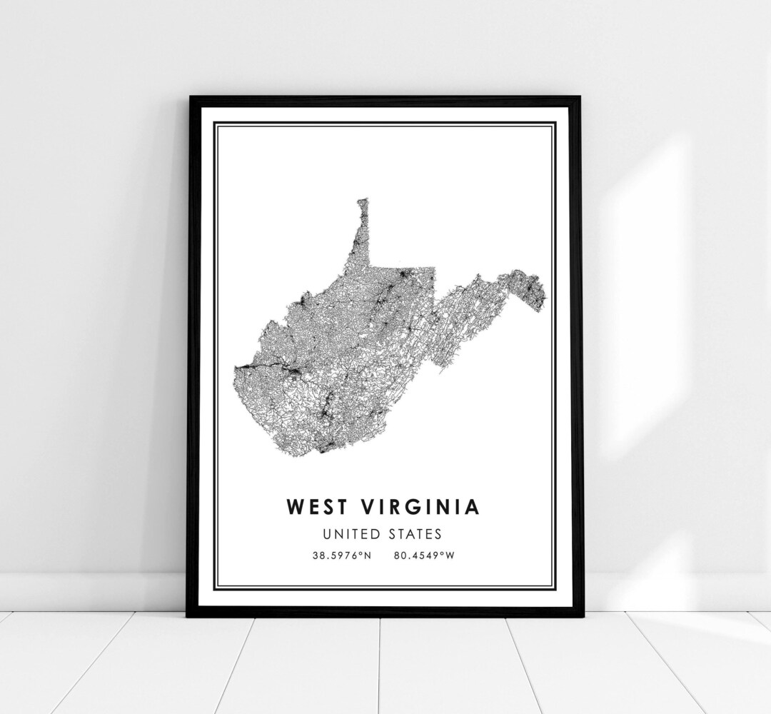 West Virginia United States Map Print Poster Canvas | West Virginia ...