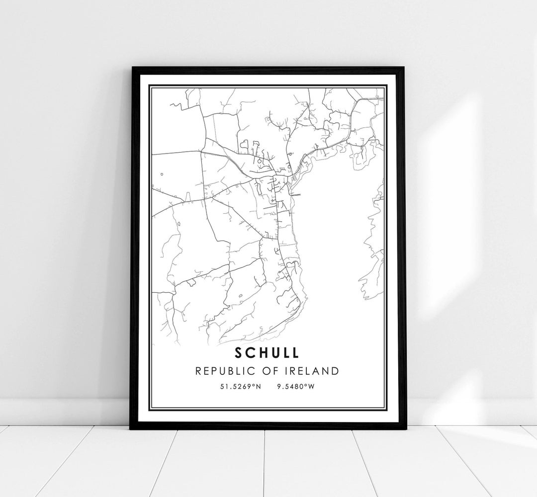 Schull Map Print Poster Canvas | Ireland Map Print Poster Canvas ...