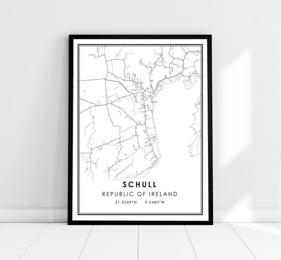 Schull Map Print Poster Canvas Ireland Map Print Poster - Etsy