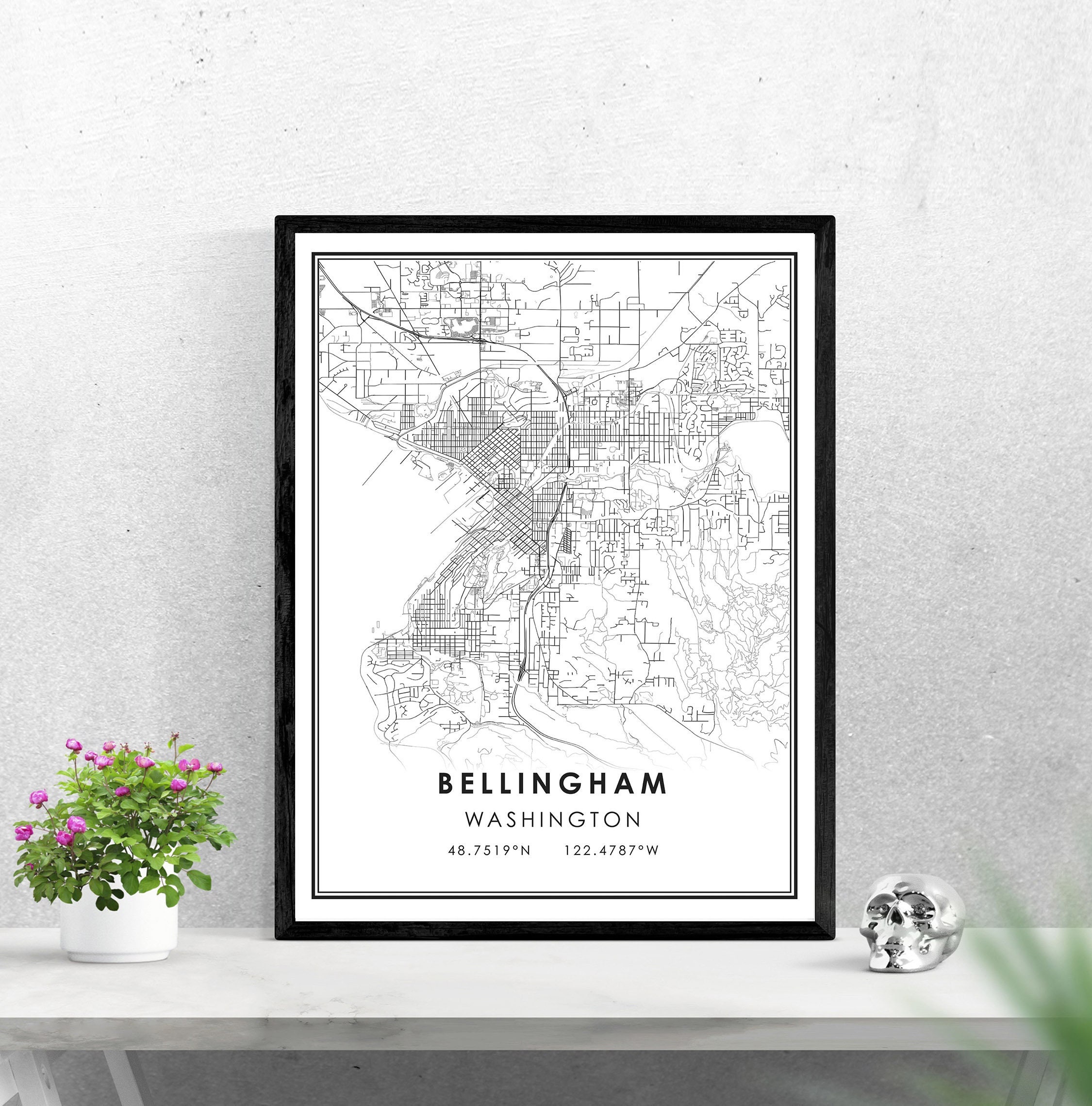 Bellingham Map Print Poster Canvas Bellingham City Map Print | Etsy