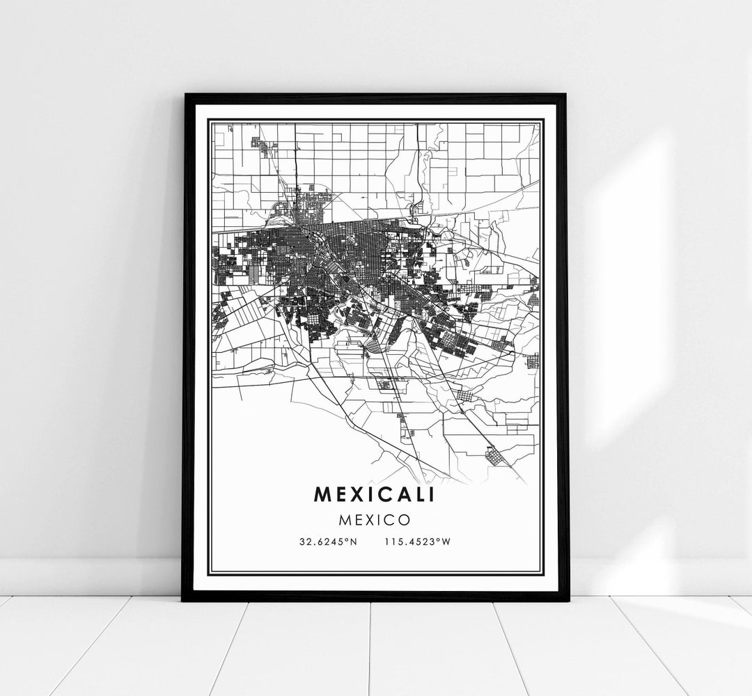 Mexicali Mexico Map Print Poster Canvas | Mexicali City Map Print ...