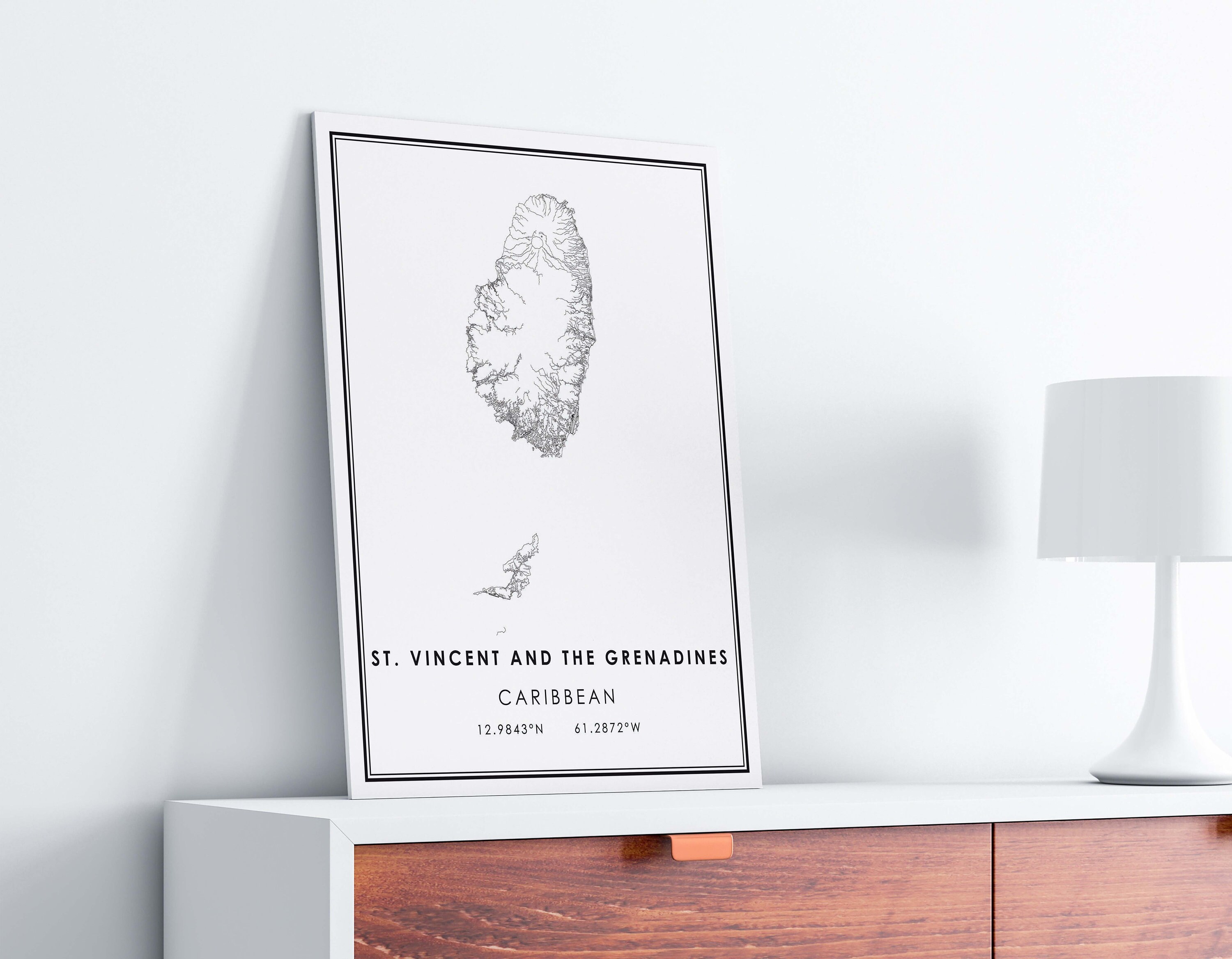 Saint Vincent and the Grenadines Map Print Poster Canvas | Caribbean ...