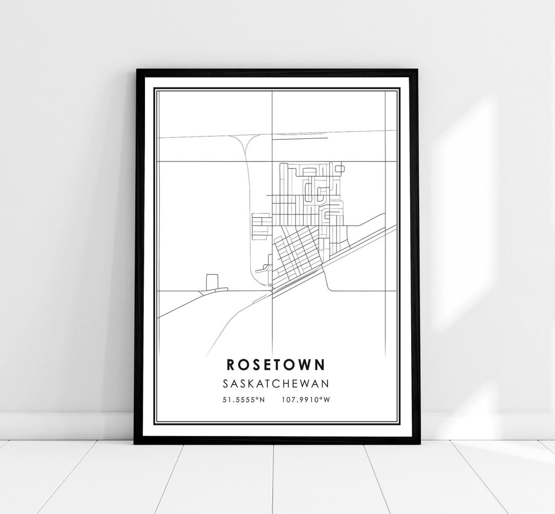 Rosetown Map Print Poster Canvas | Saskatchewan Map Print Poster Canvas ...