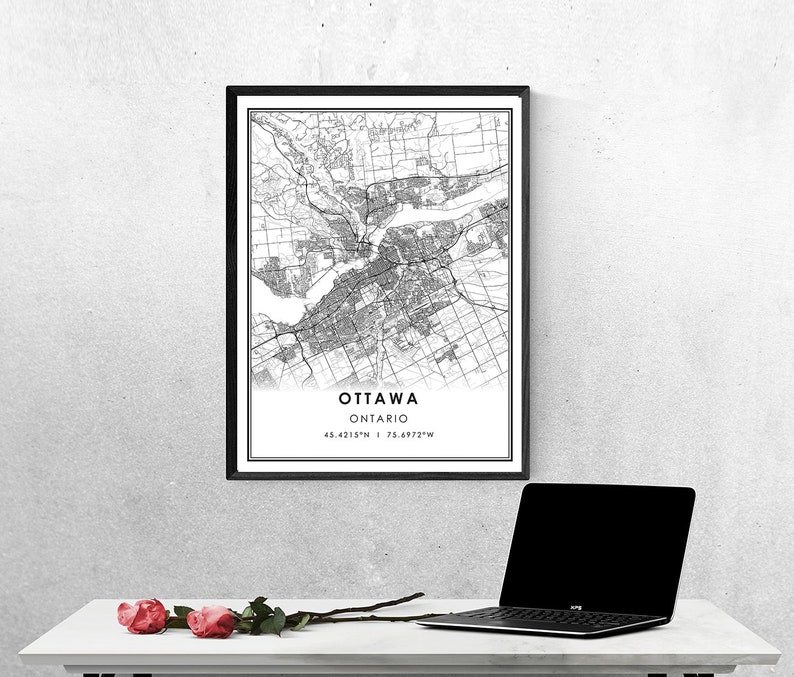 Ottawa map print poster canvas Ontario map print poster | Etsy