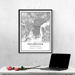 Philadelphia map print poster canvas Philadelphia city map | Etsy