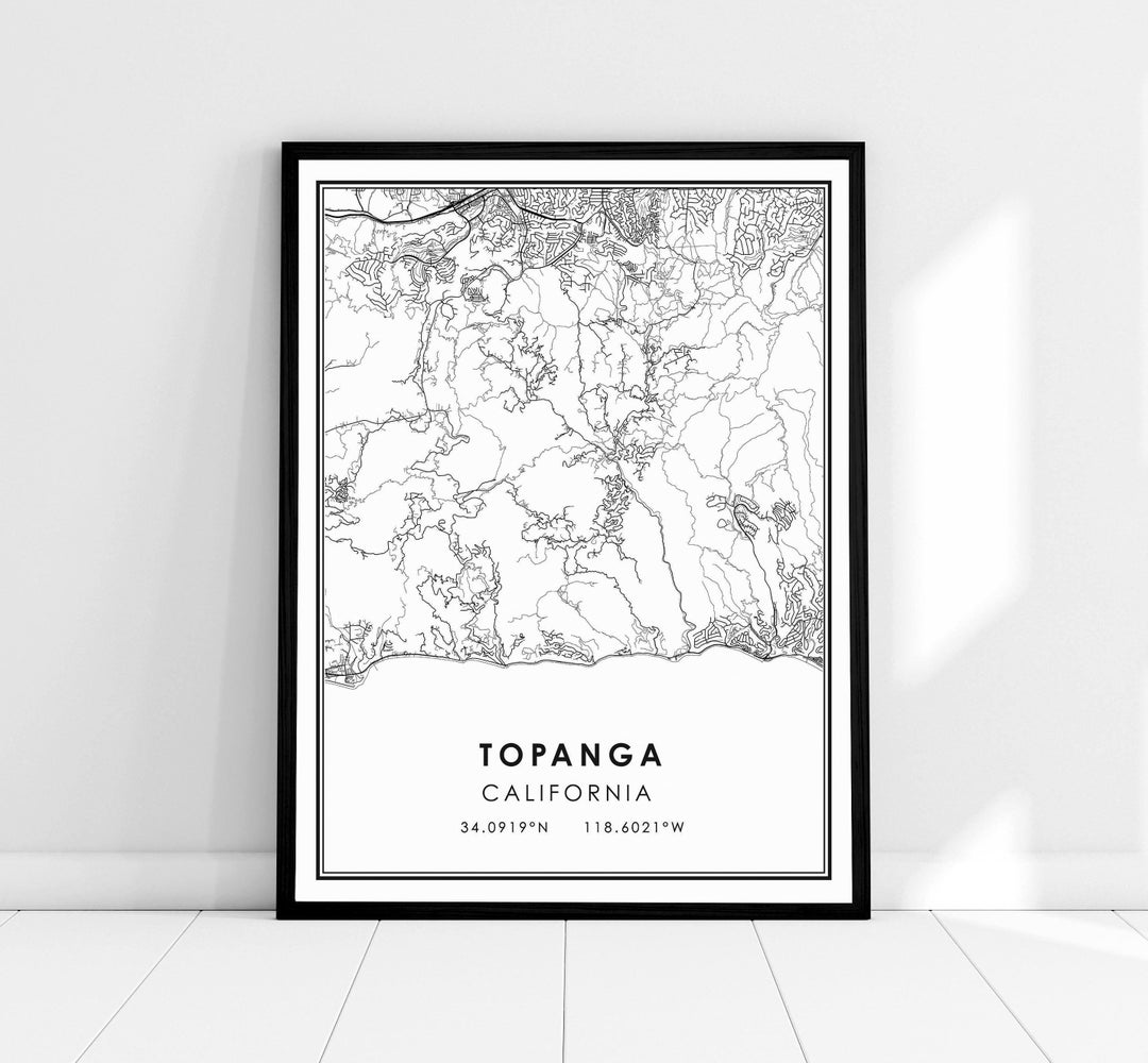 Topanga California Map Print Poster Canvas | California Topanga Map ...