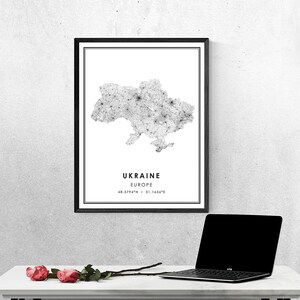 Ukraine country map print poster canvas Ukraine Europe | Etsy