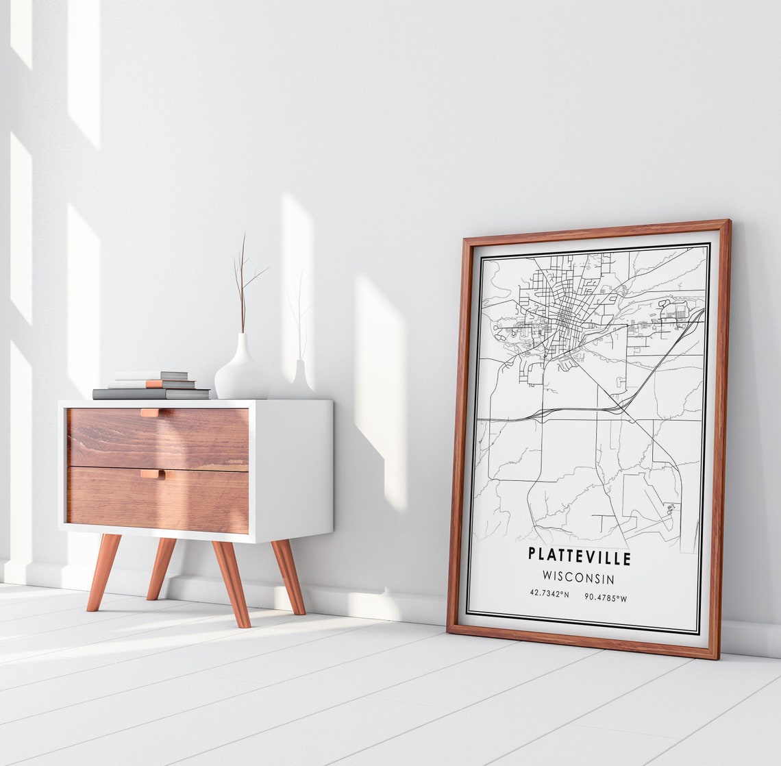 Platteville Map Print Poster Canvas | Wisconsin Map Print Poster Canvas ...
