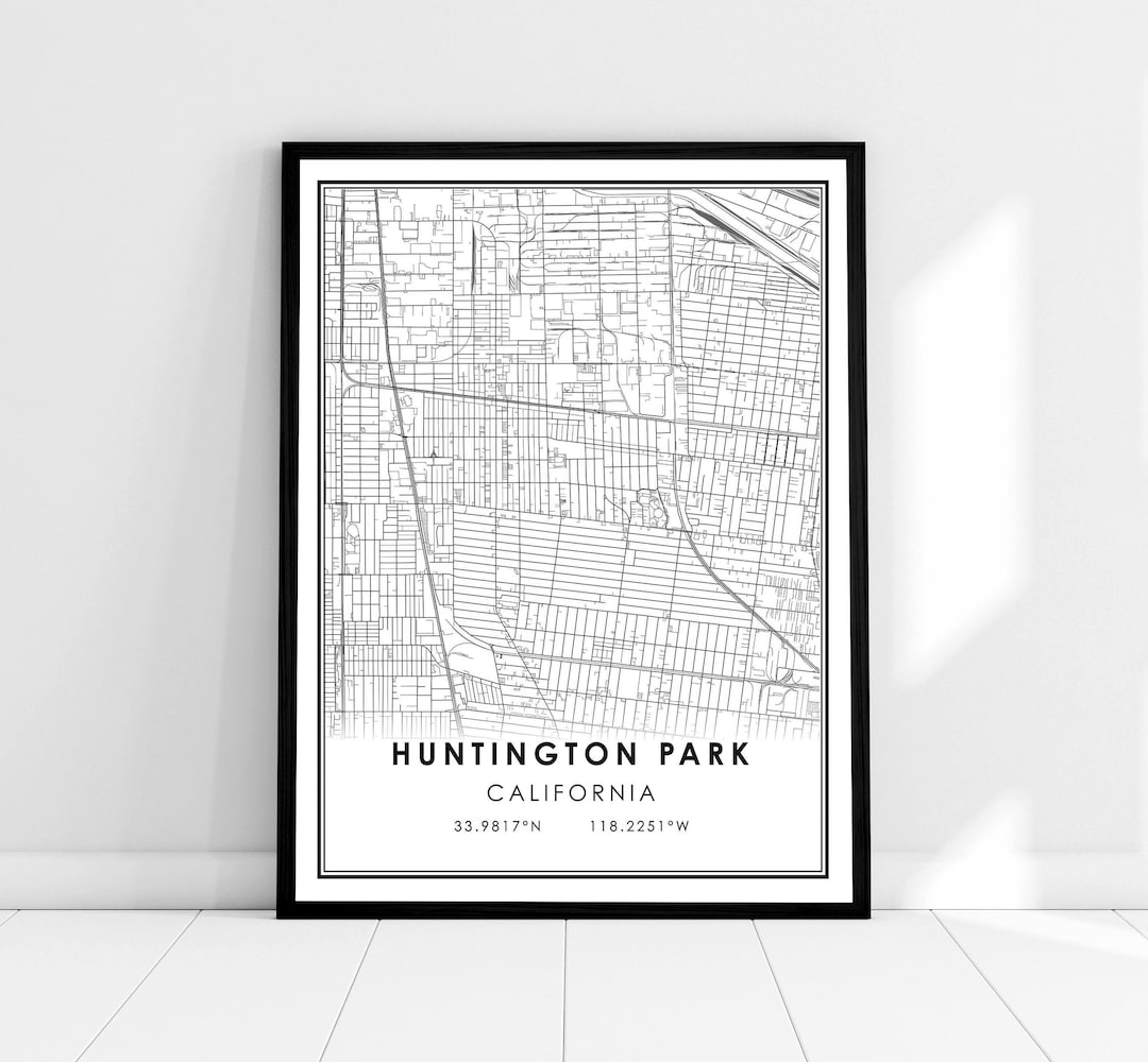 Huntington Park Map Print Poster Canvas | California Park Map Print ...
