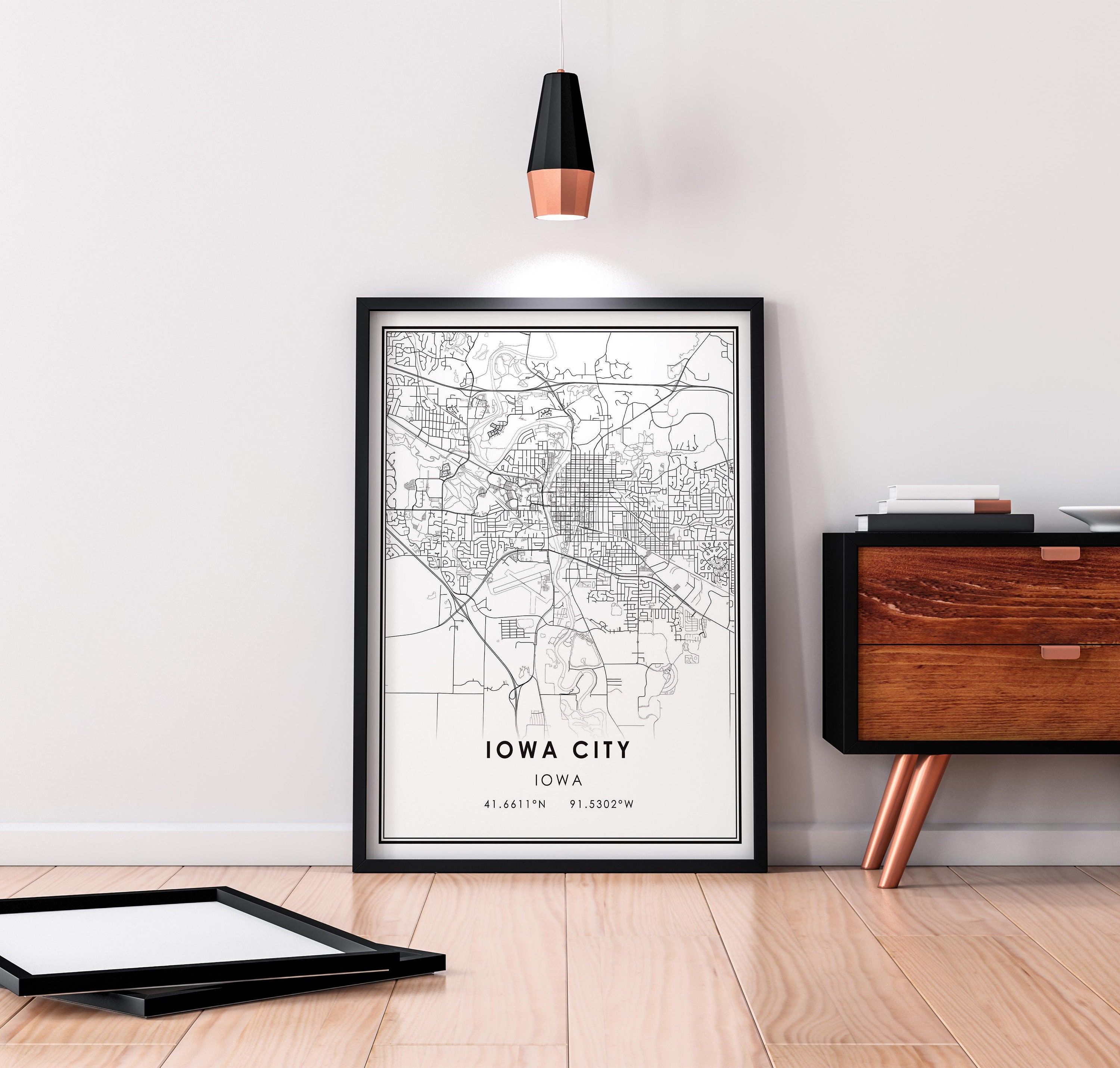 Iowa City Map Print Poster Canvas | Iowa Map Print Poster Canvas | Iowa ...