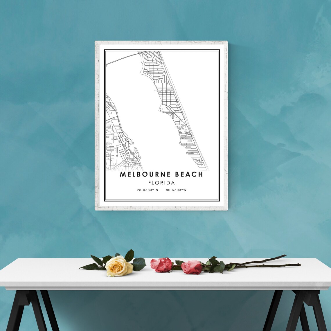 Melbourne Beach map print poster canvas Melbourne Beach | Etsy