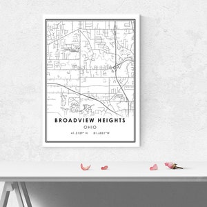 Broadview Heights map print poster canvas Broadview Heights | Etsy