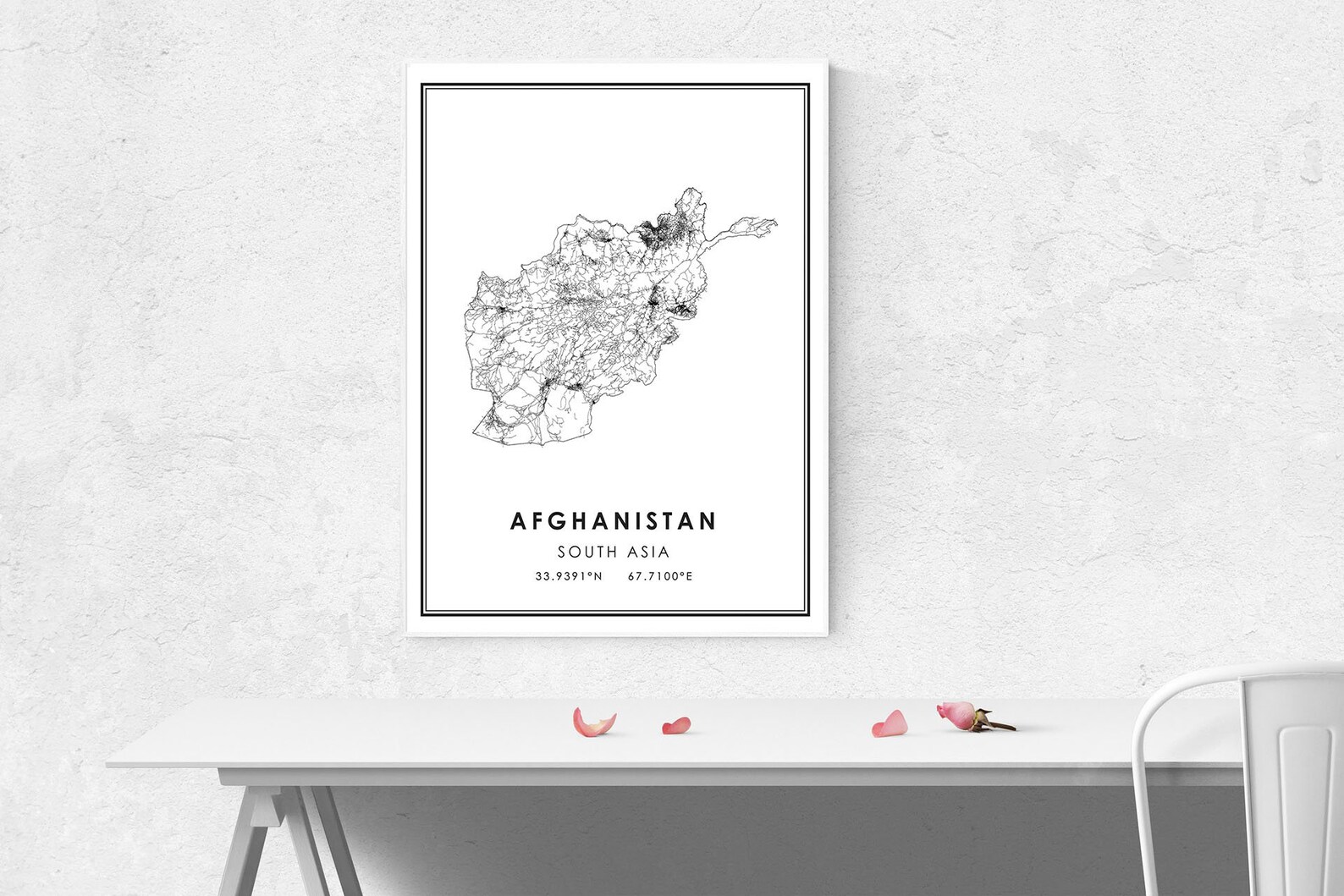 Afghanistan country map print poster canvas Afghanistan Map | Etsy