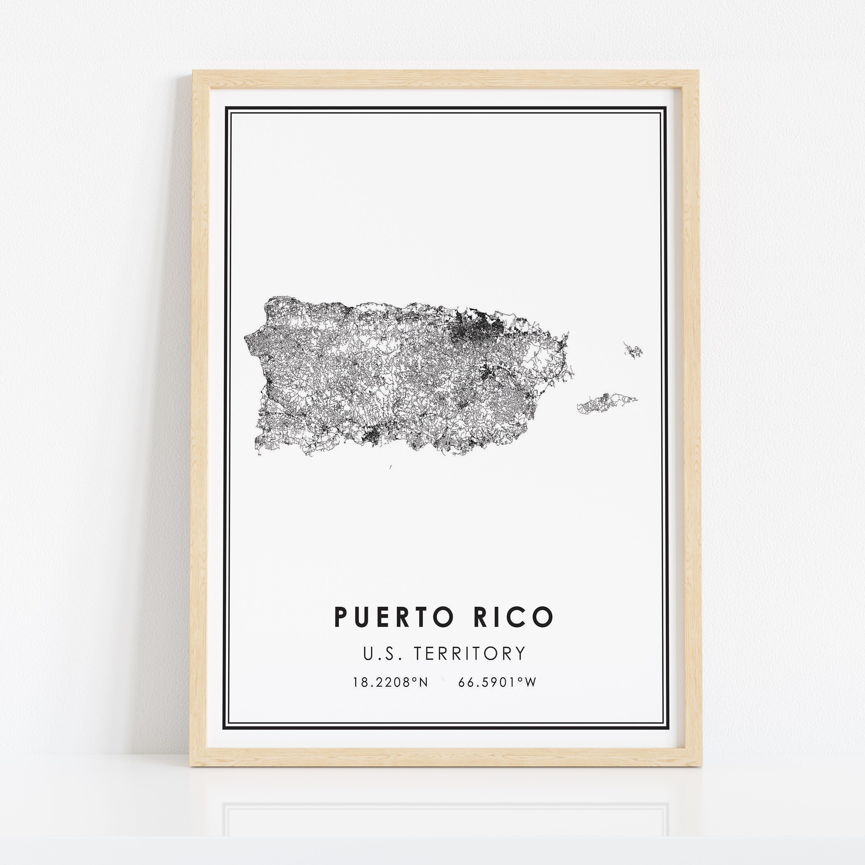 Puerto Rico United States Map Print Poster Canvas Puerto - Etsy