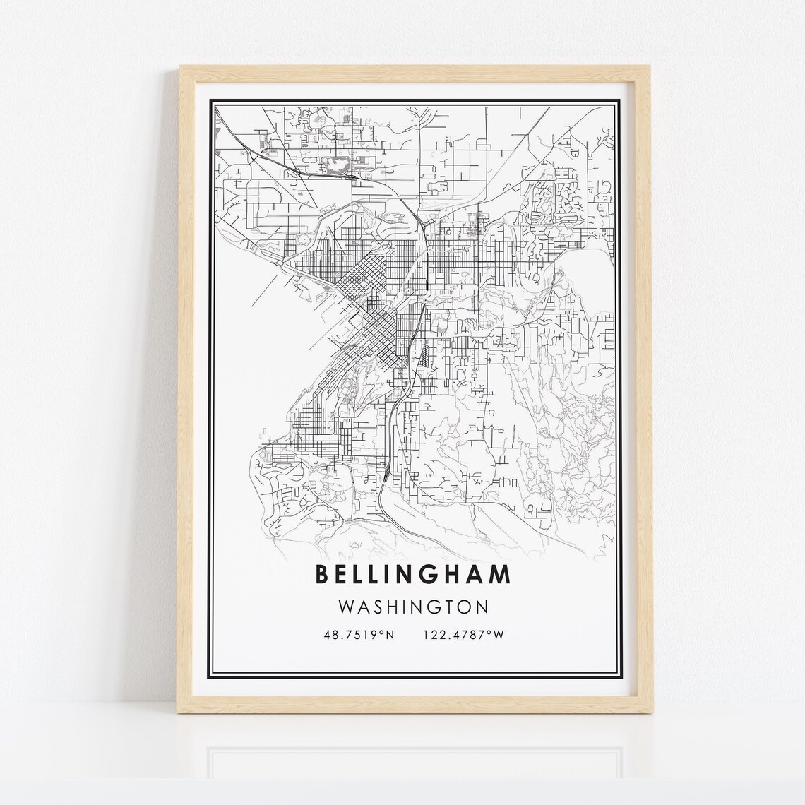 Bellingham Map Print Poster Canvas Washington Map Print - Etsy