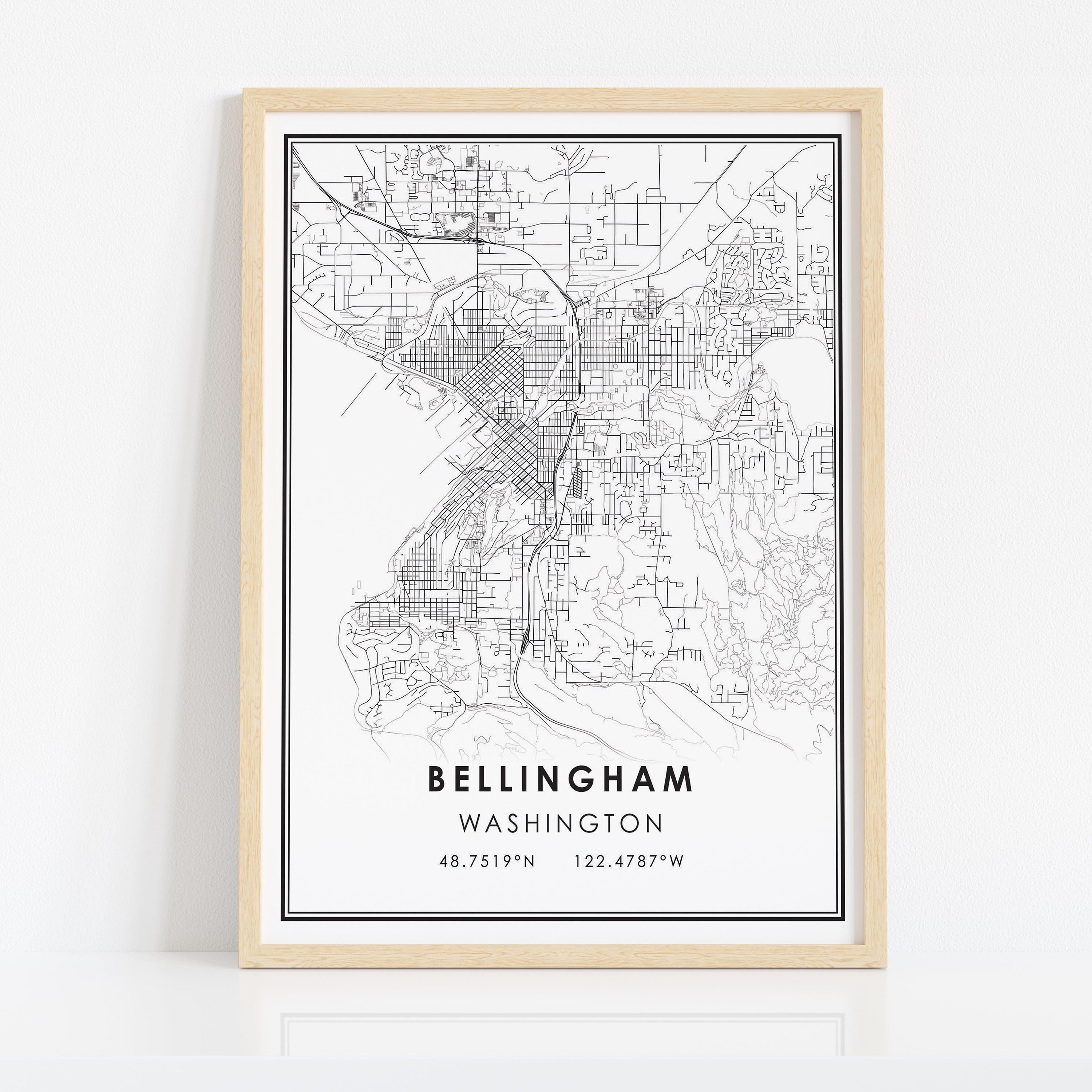Bellingham Map Print Poster Canvas Washington Map Print - Etsy
