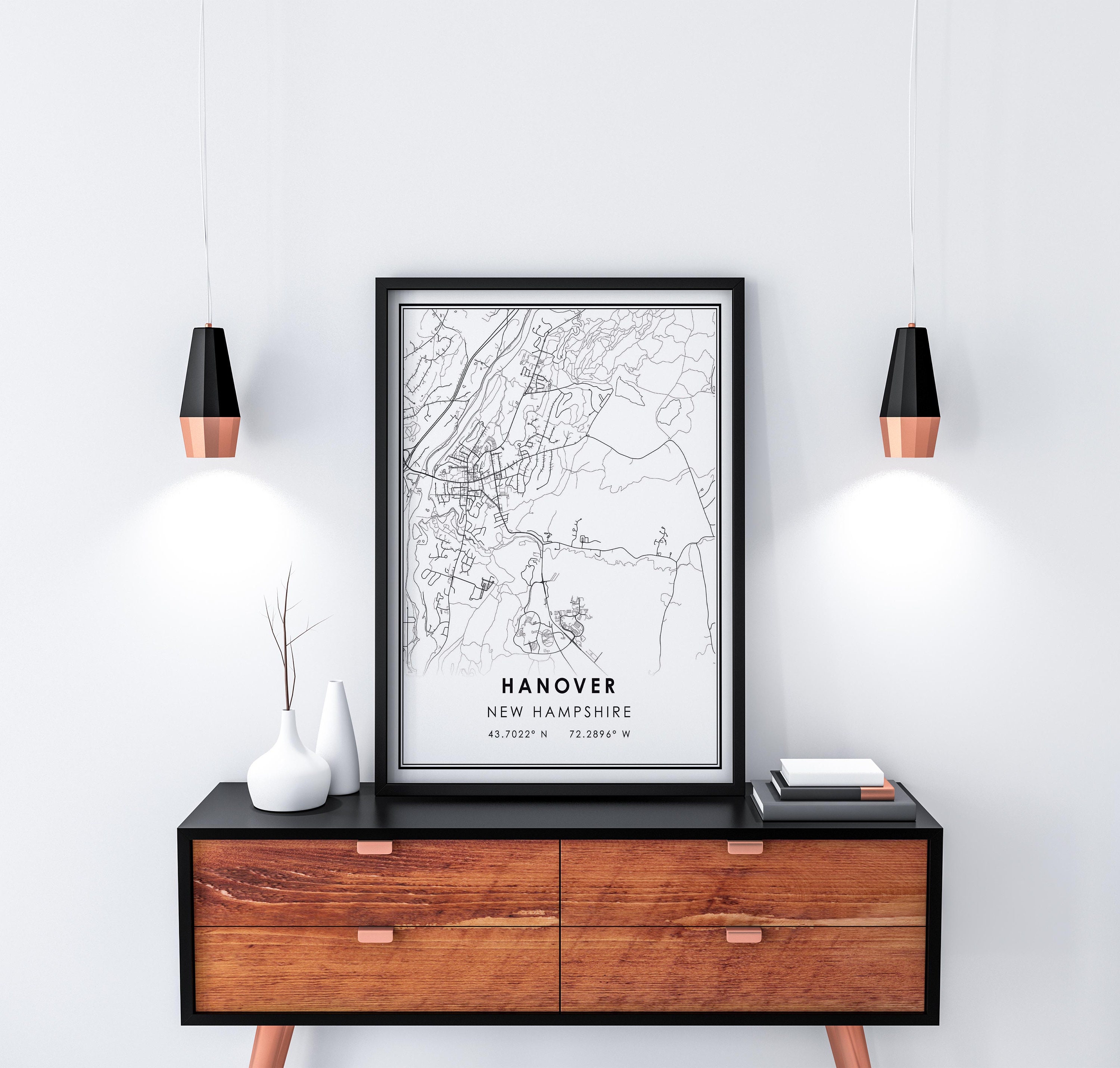 Hanover Map Print Poster Canvas | New Hampshire Map Print Poster Canvas ...