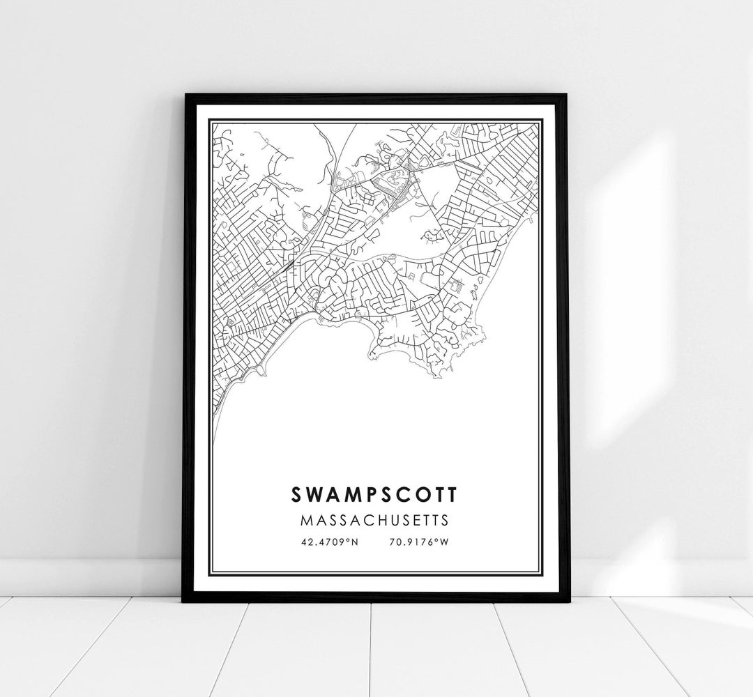 Swampscott Map Print Poster Canvas Massachusetts Map Print Poster ...