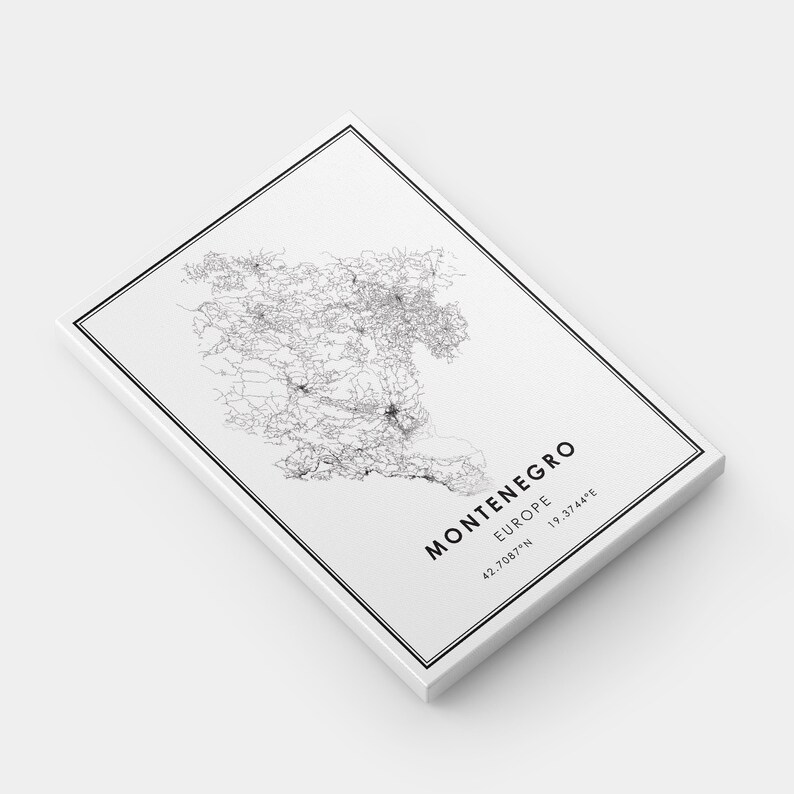 Montenegro Country Map Print Poster Canvas Montenegro - Etsy