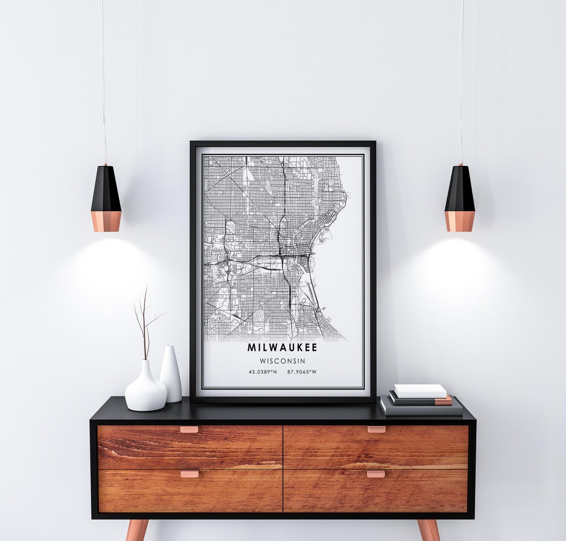 Milwaukee Map Print Poster Canvas Wisconsin Map Print Poster | Etsy