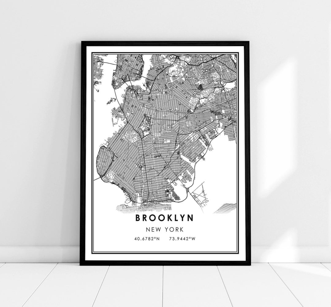 Brooklyn Map Print Poster Canvas | Brooklyn Map Print Poster Canvas ...