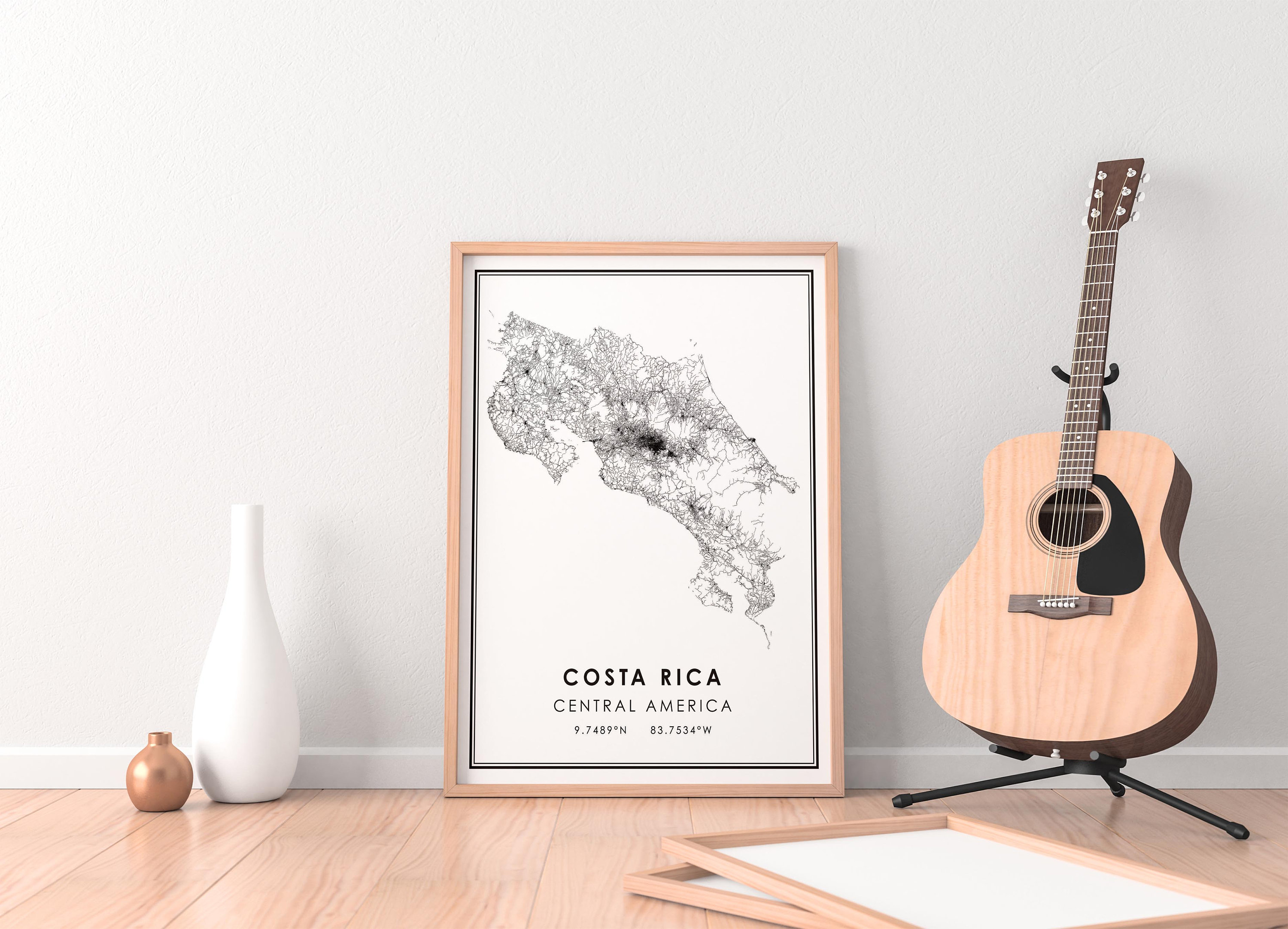Costa Rica Map Print Poster Canvas Costa Rica Country - Etsy