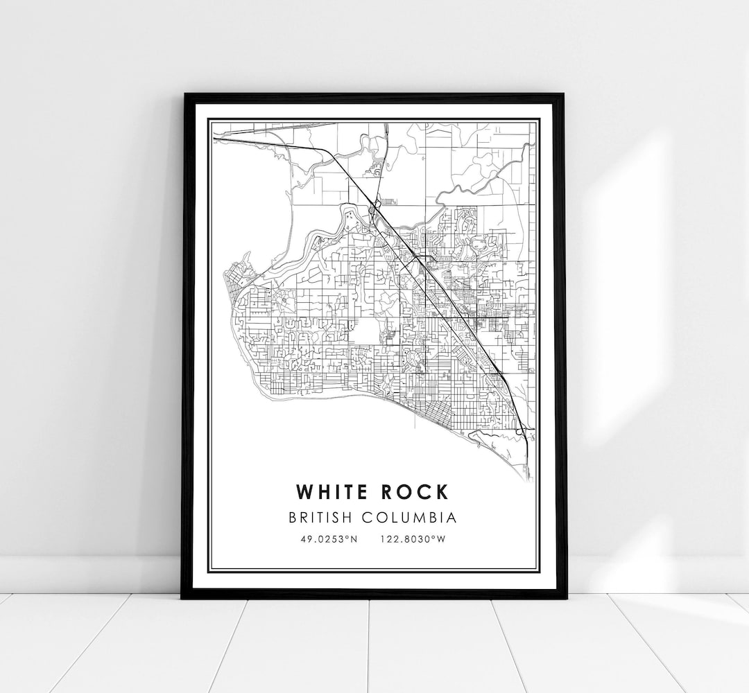 White Rock Map Print Poster Canvas British Columbia Map Print Poster ...