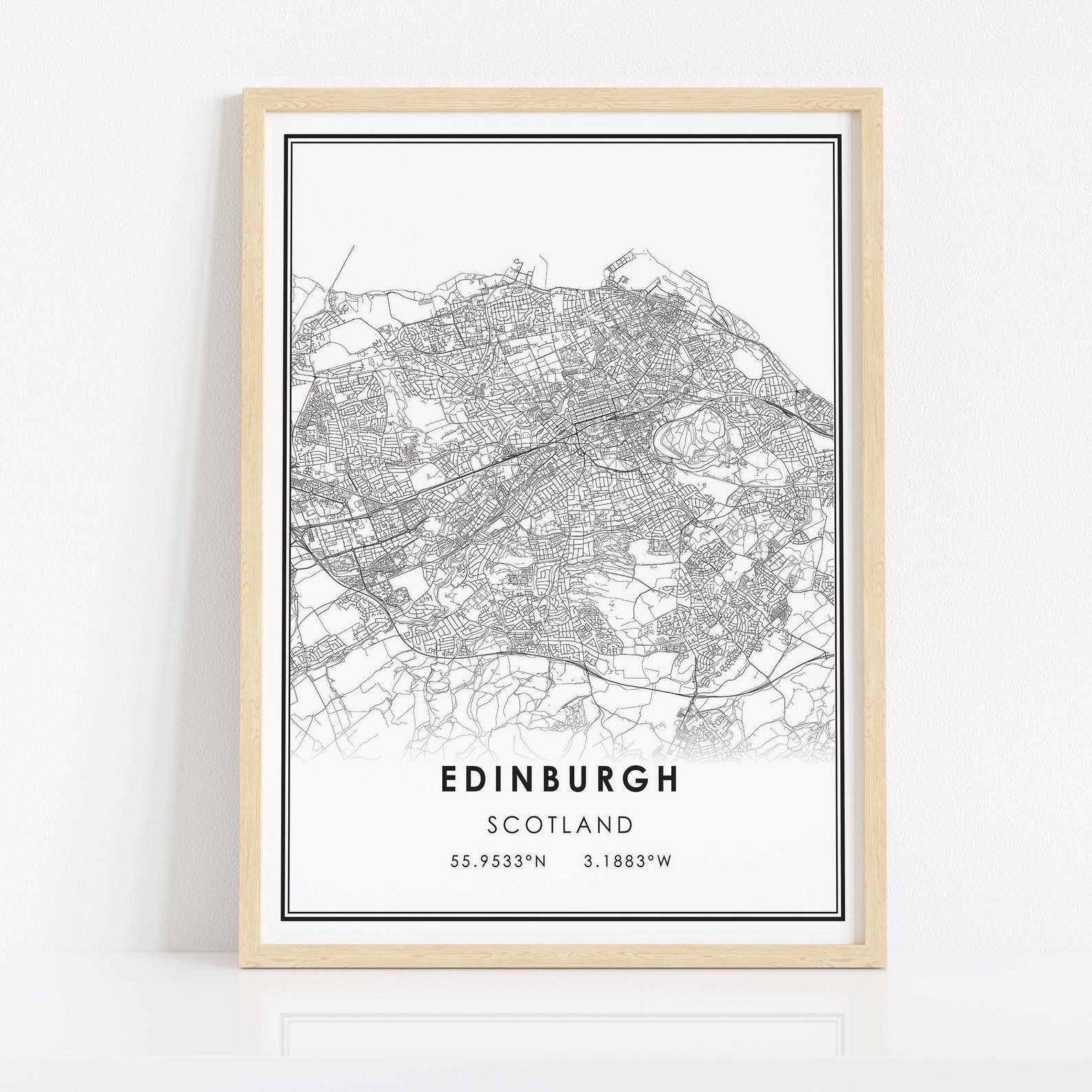 Edinburgh Map Print Poster Canvas | Scotland Map Print Poster Canvas ...