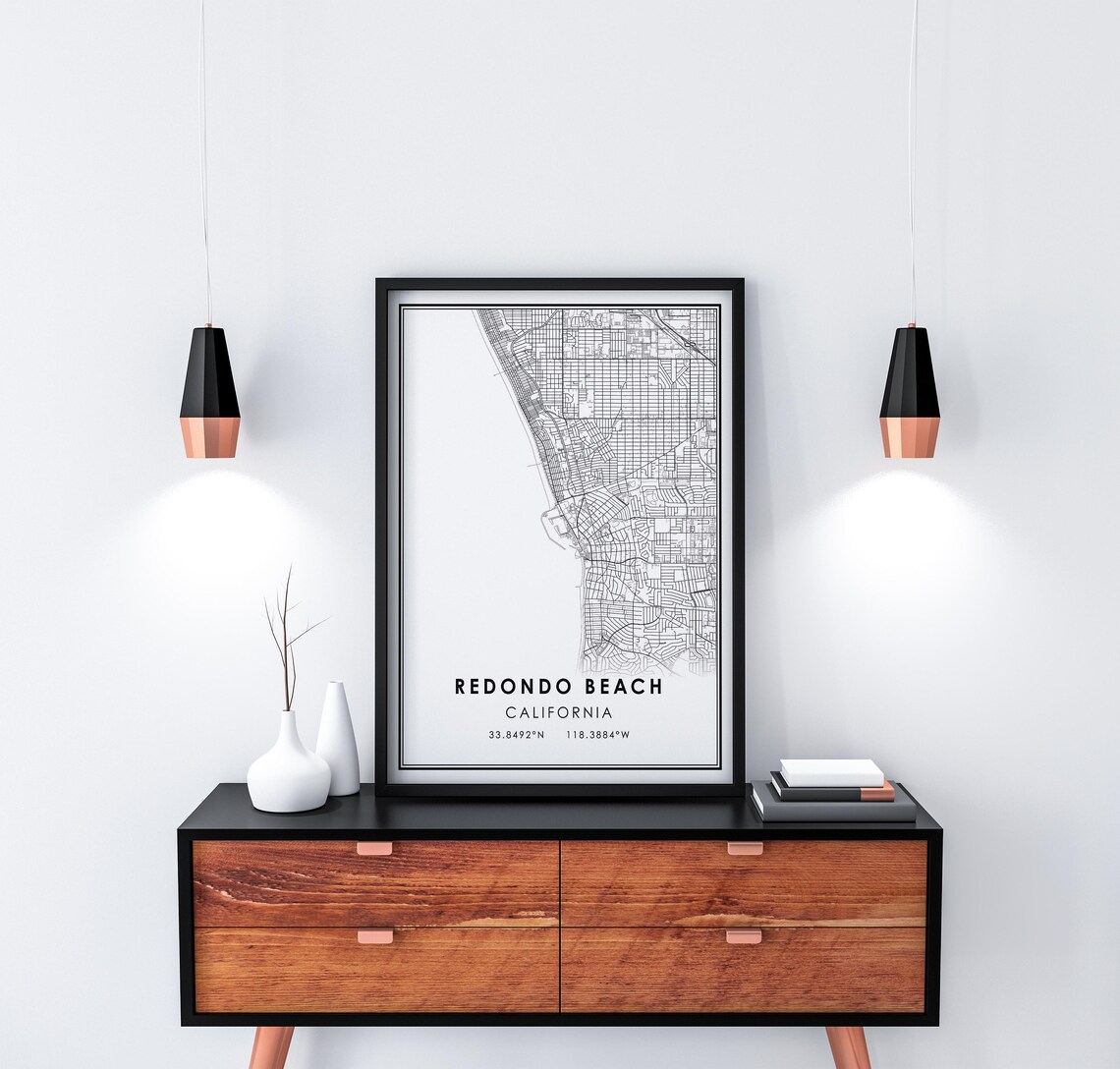 Redondo Beach Map Print Poster Canvas | California Map Print Poster ...