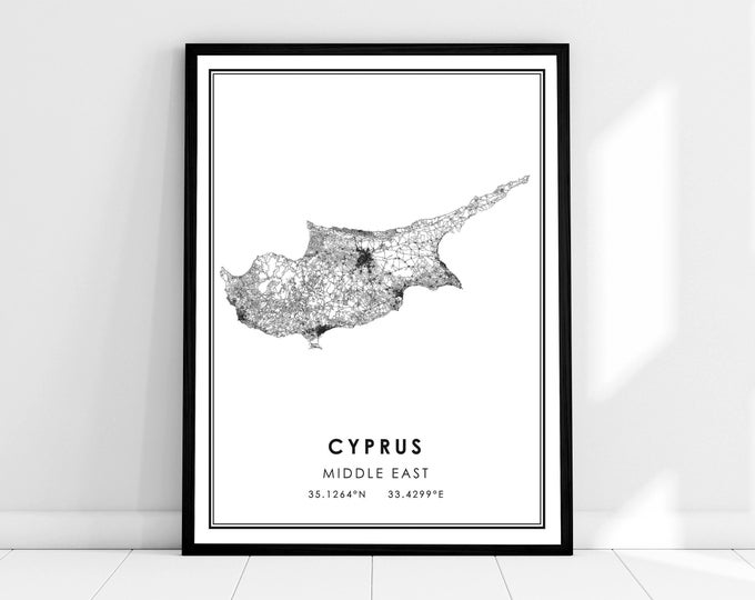 Cyprus Map 1901 Old Island of Cyprus Atlas Vintage Reproduction Poster ...