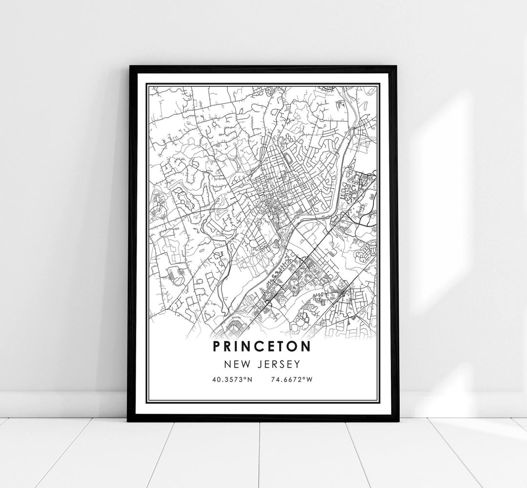 Princeton Map Print Poster Canvas | New Jersey Map Print Poster Canvas ...