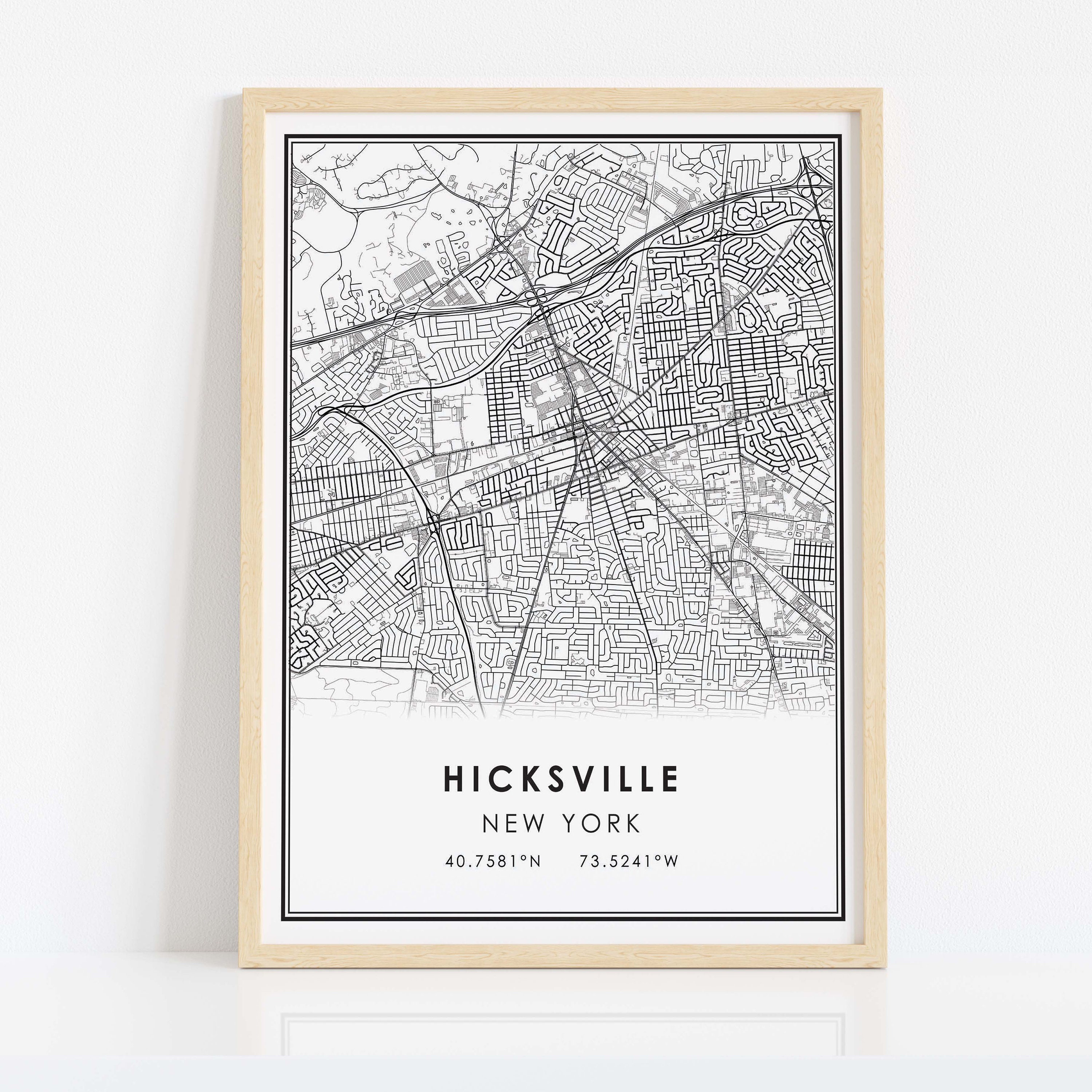Hicksville New York Map Print Poster Canvas Hicksville City - Etsy Canada