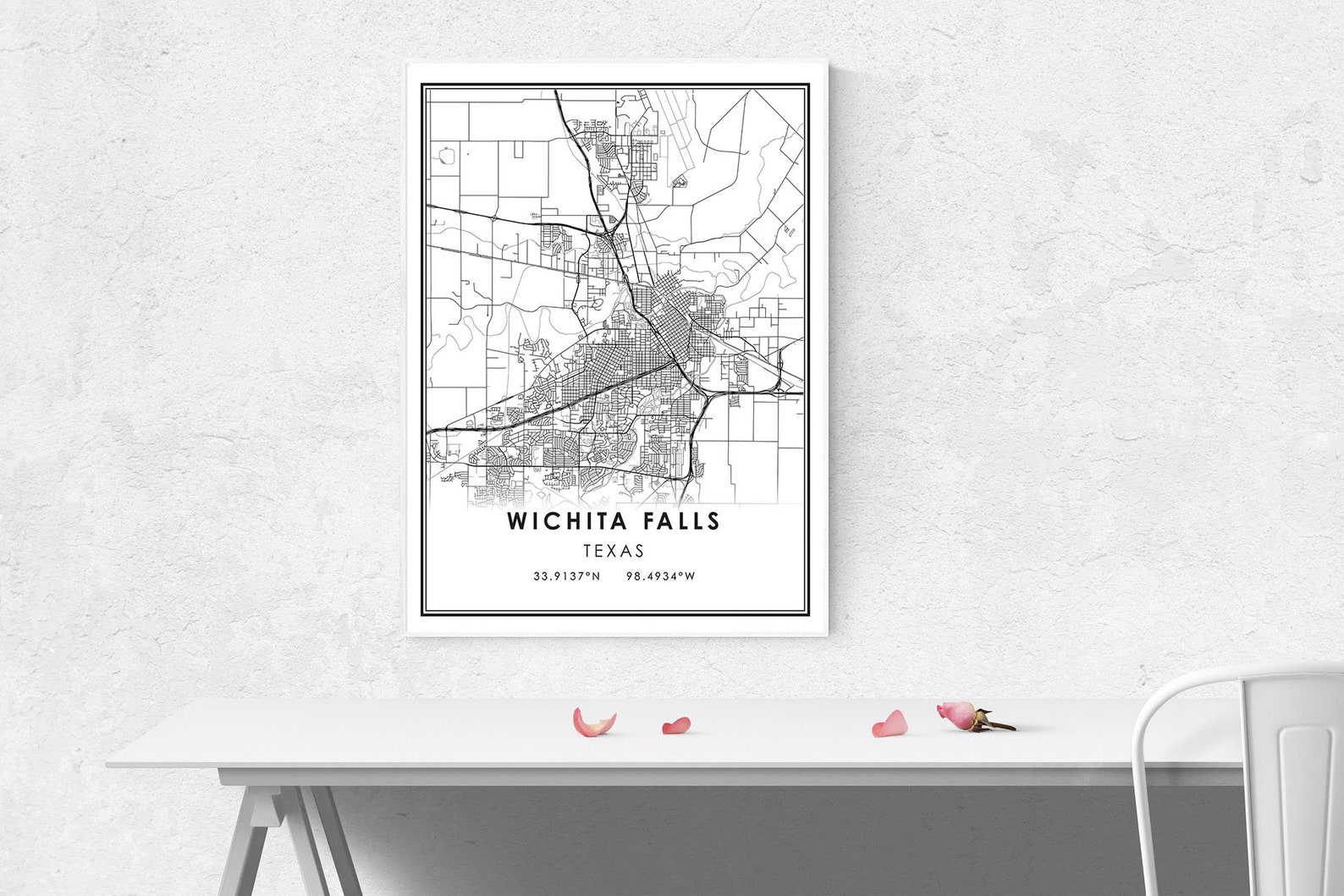 Wichita Falls Map Print Poster Canvas Texas Map Print Poster | Etsy