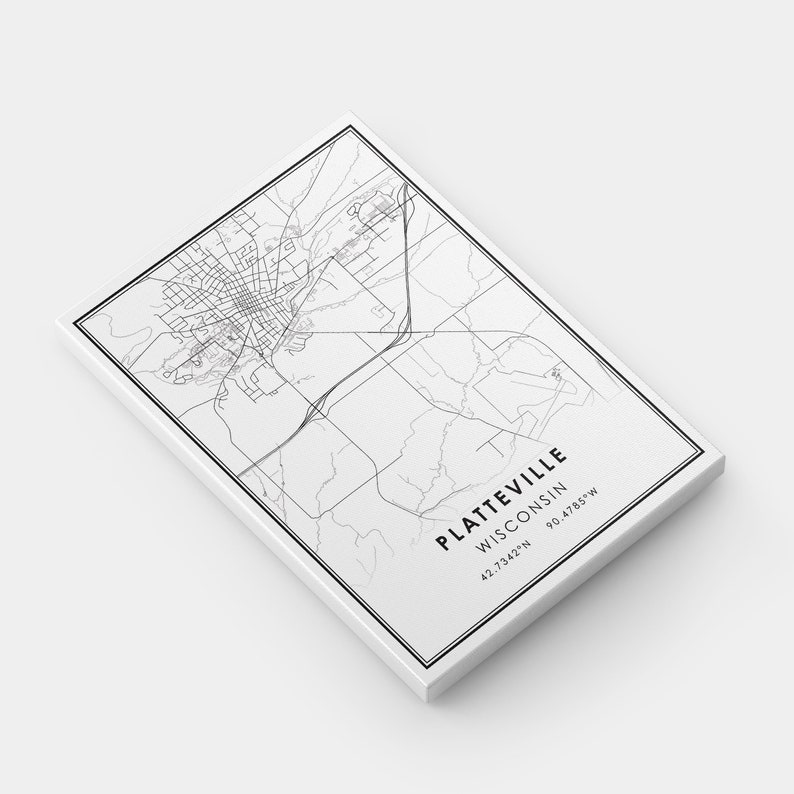 Platteville Map Print Poster Canvas | Wisconsin Map Print Poster Canvas ...