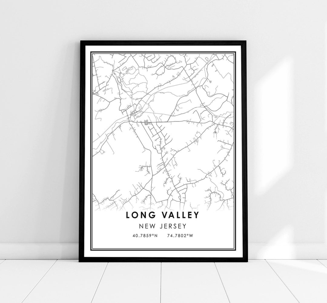 Long Valley Map Print Poster Canvas | New Jersey Map Print Poster ...