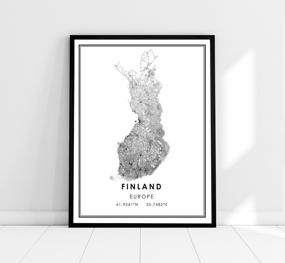 Finland Country Map Print Poster Canvas | Finland Country Road Map ...