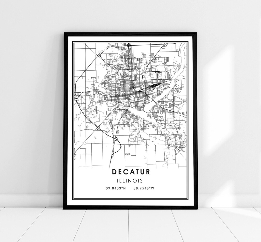 Decatur map print poster canvas Illinois map print poster canvas ...