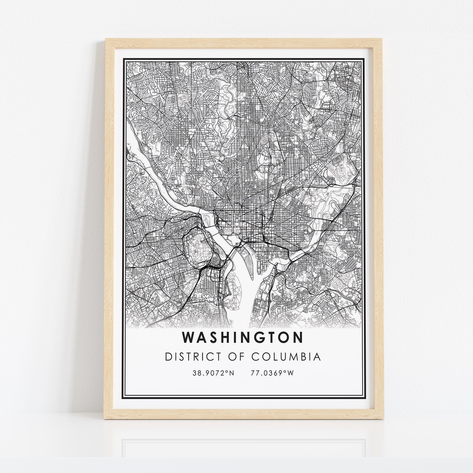 Washington Map Print Poster Canvas | Washington Dc City Map Print ...