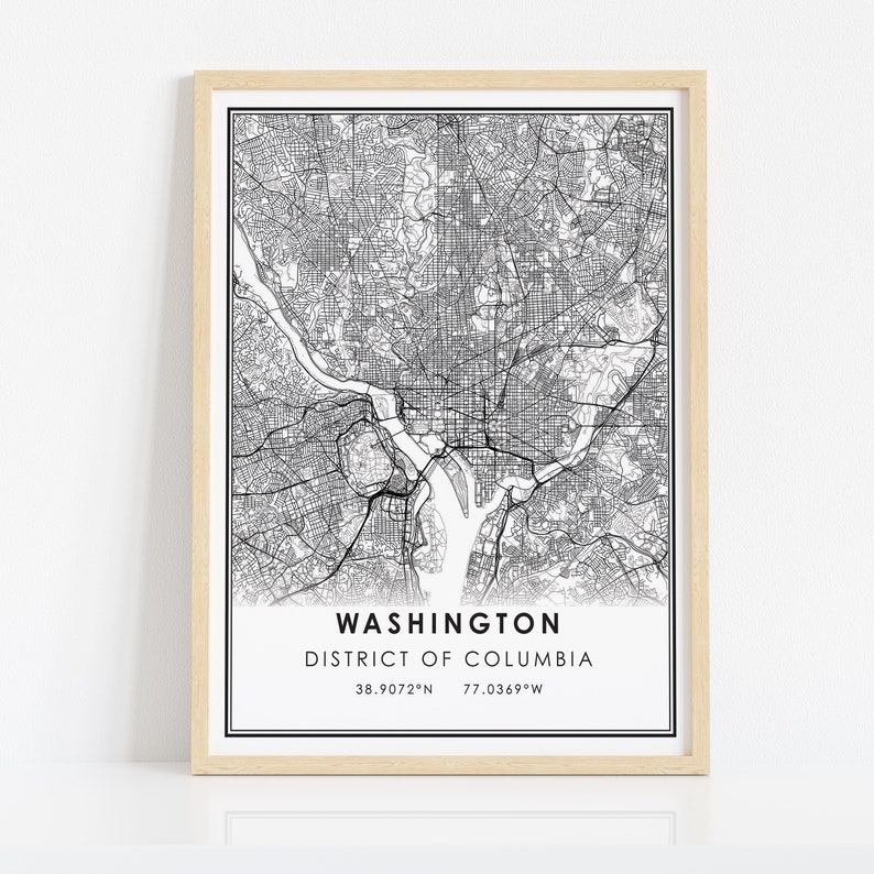 Washington Map Print Poster Canvas | Washington Dc City Map Print ...