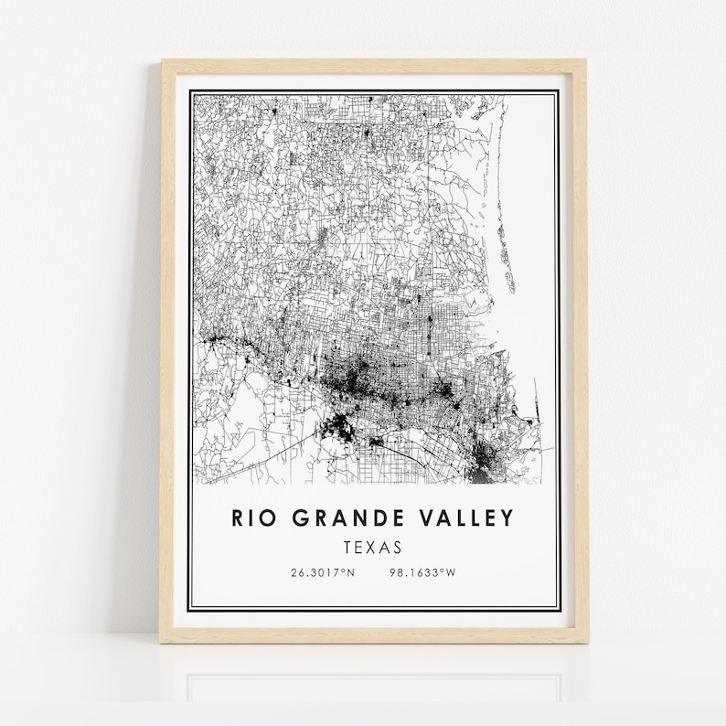Rio Grande Valley Map Print Poster Canvas Texas Map Print - Etsy