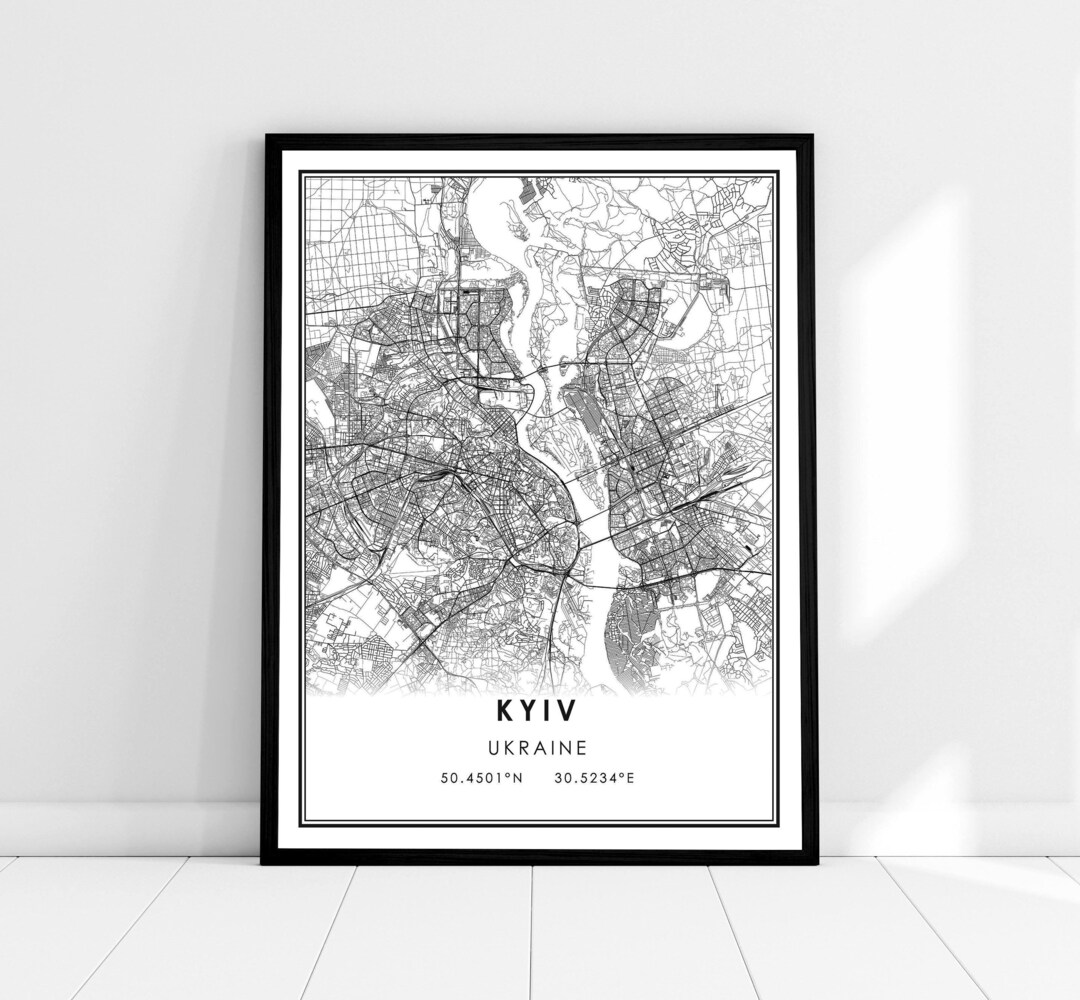 Kyiv Map Print Poster Canvas | Ukraine Map Print Poster Canvas | Kyiv ...