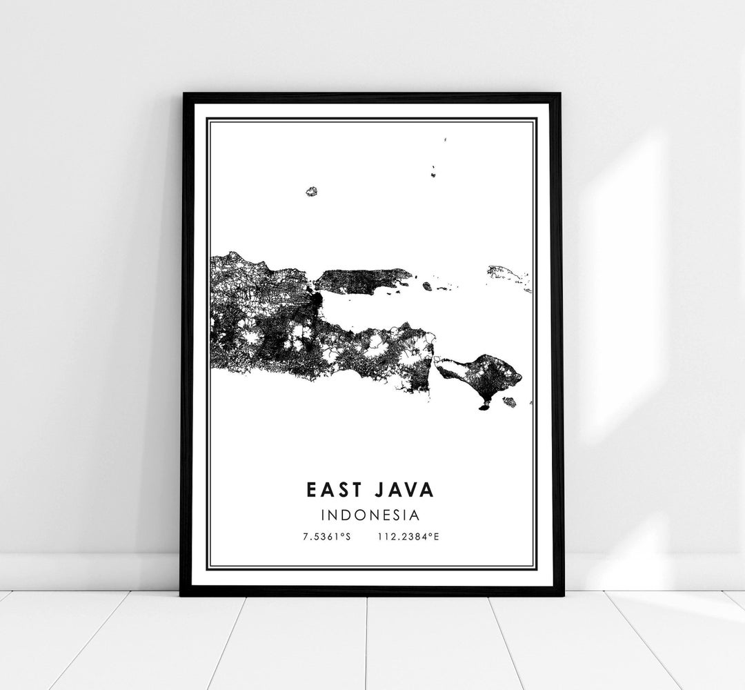 East Java Map Print Poster Canvas Indonesia Map Print Poster Canvas ...