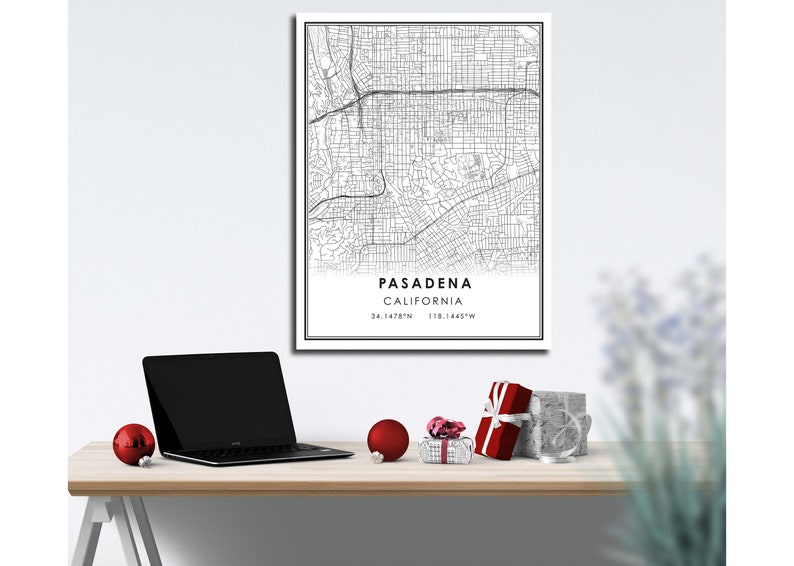 Pasadena map print poster canvas Pasadena city map print | Etsy