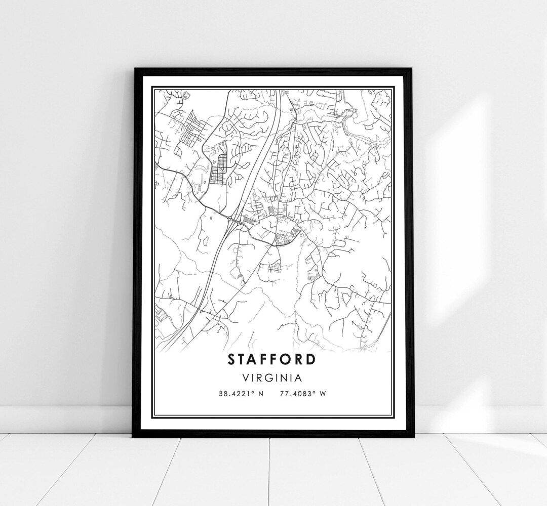 Stafford Map Print Poster Canvas | Virginia Map Print Poster Canvas ...