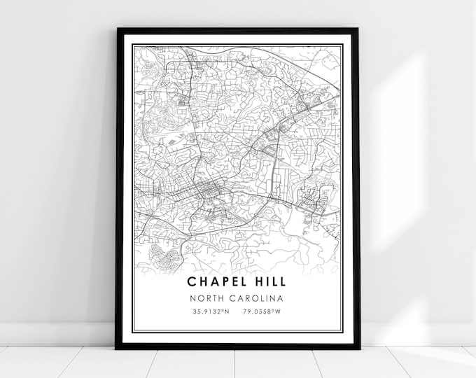 CHAPEL HILL North Carolina Map Poster / College Town Map Gifts - Etsy