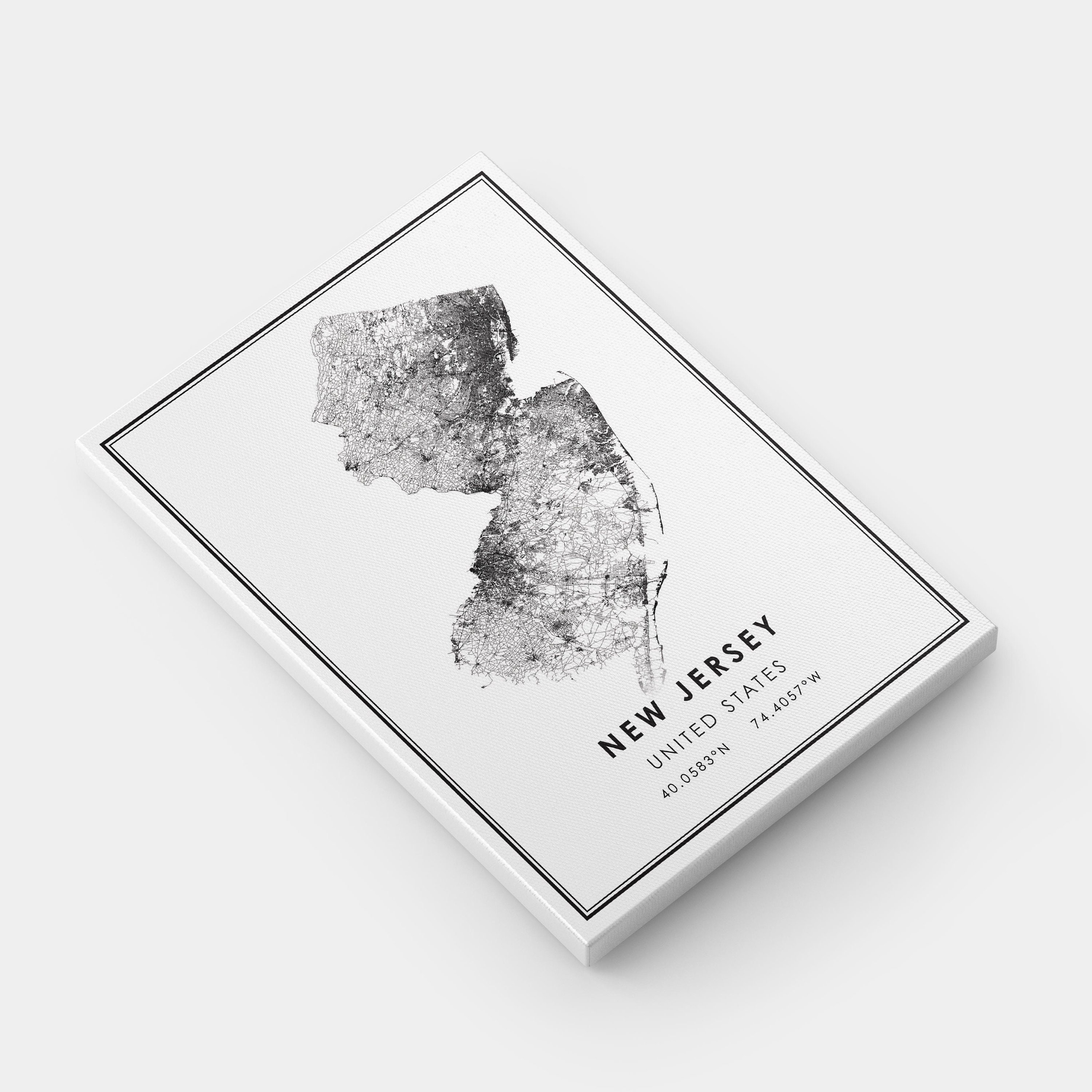 New Jersey US Map Print Poster Canvas | New Jersey Road Map Print ...