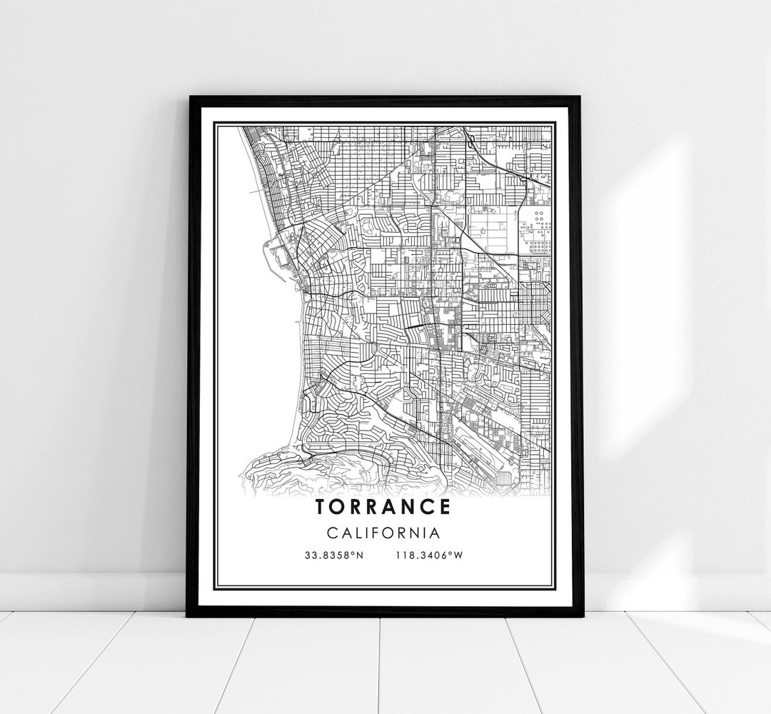 Torrance Map Print Poster Canvas | California Map Print Poster Canvas ...
