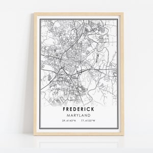 Frederick Map Print Poster Canvas | Maryland Map Print Poster Canvas ...