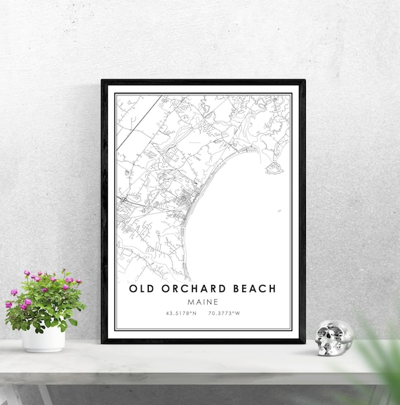 Old Orchard Beach Map Print Poster Canvas Maine Map Print | Etsy